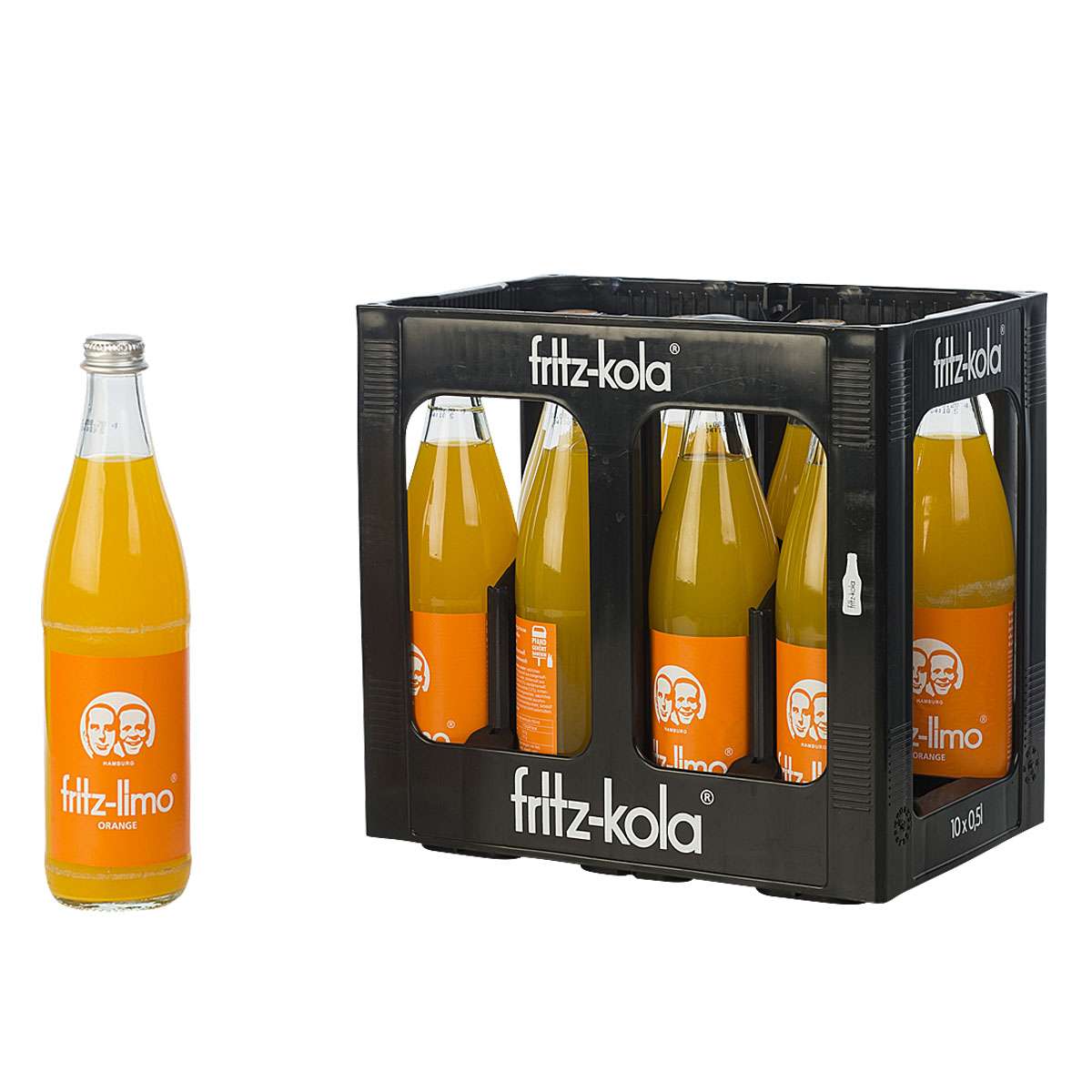 Fritz-limo Orange 10 x 0,5l online bestellen | getraenkedienst.com