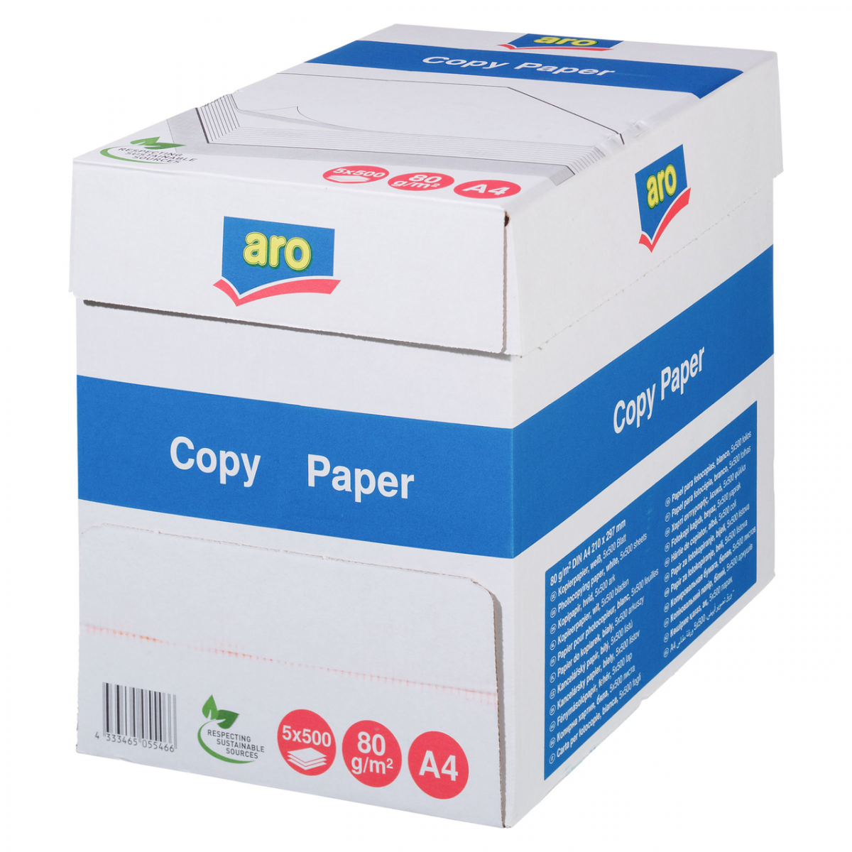 aro DIN A4 Kopierpapier 80 g/m² - 5 x 500 Blatt | getraenkedienst.com