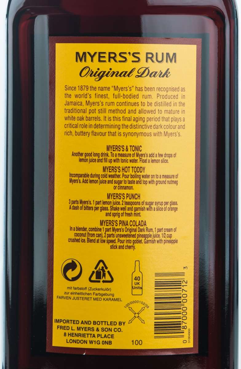 Myers's Rum Original Dark 1l online bestellen | getraenkedienst.com